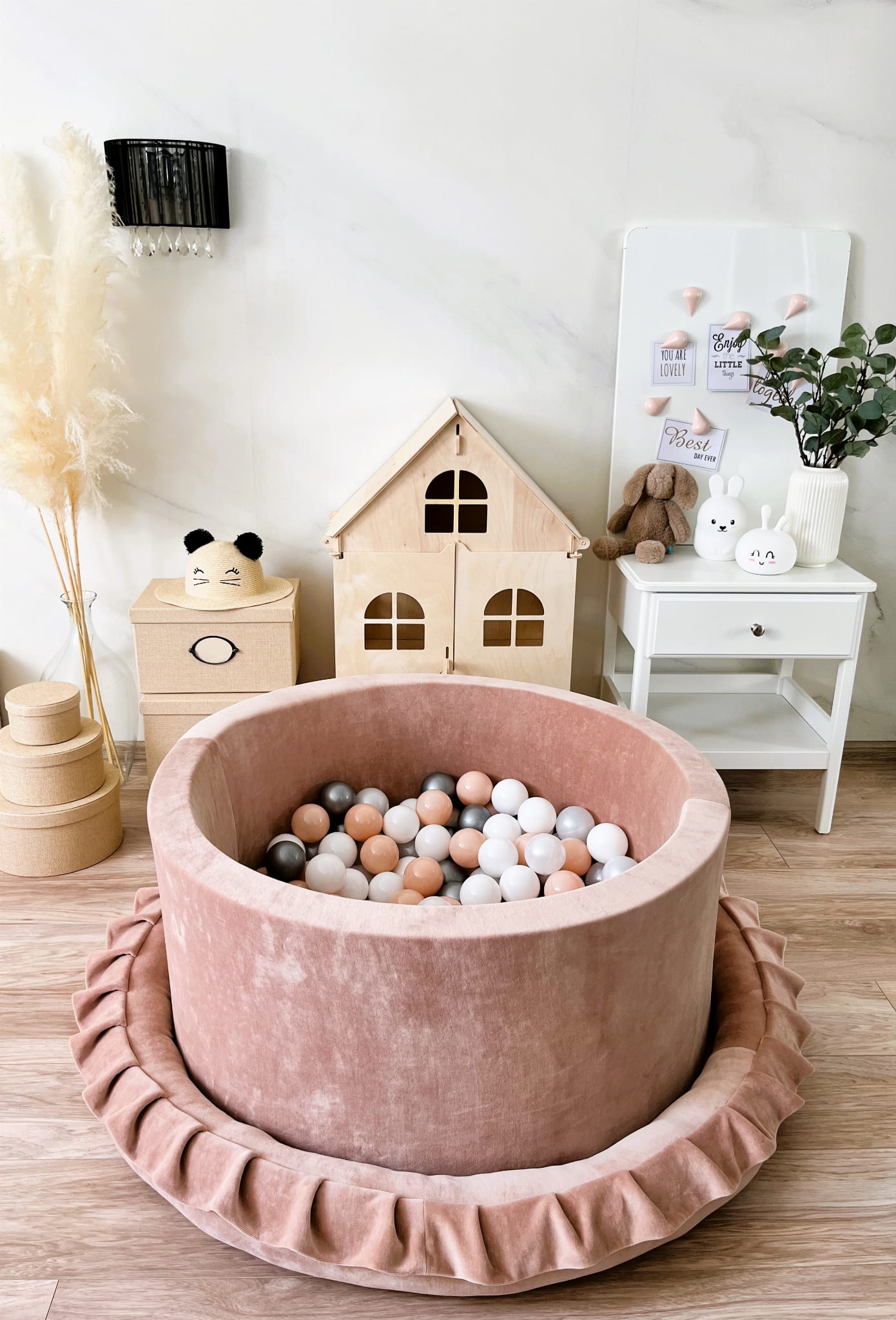 Premium Velvet Ball Pit - Beige | Soft & Stylish Play Space | The Baby Den